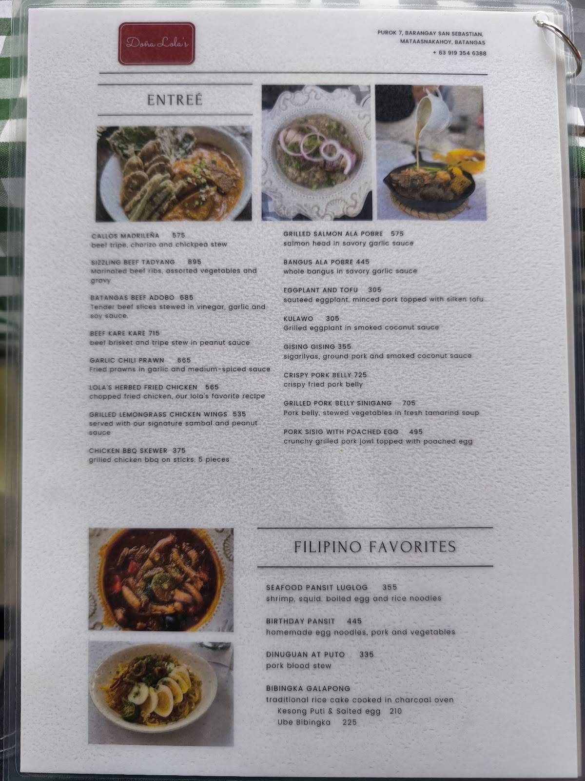 Menu at Tomato and Basil Cafe, Mataas Na Kahoy
