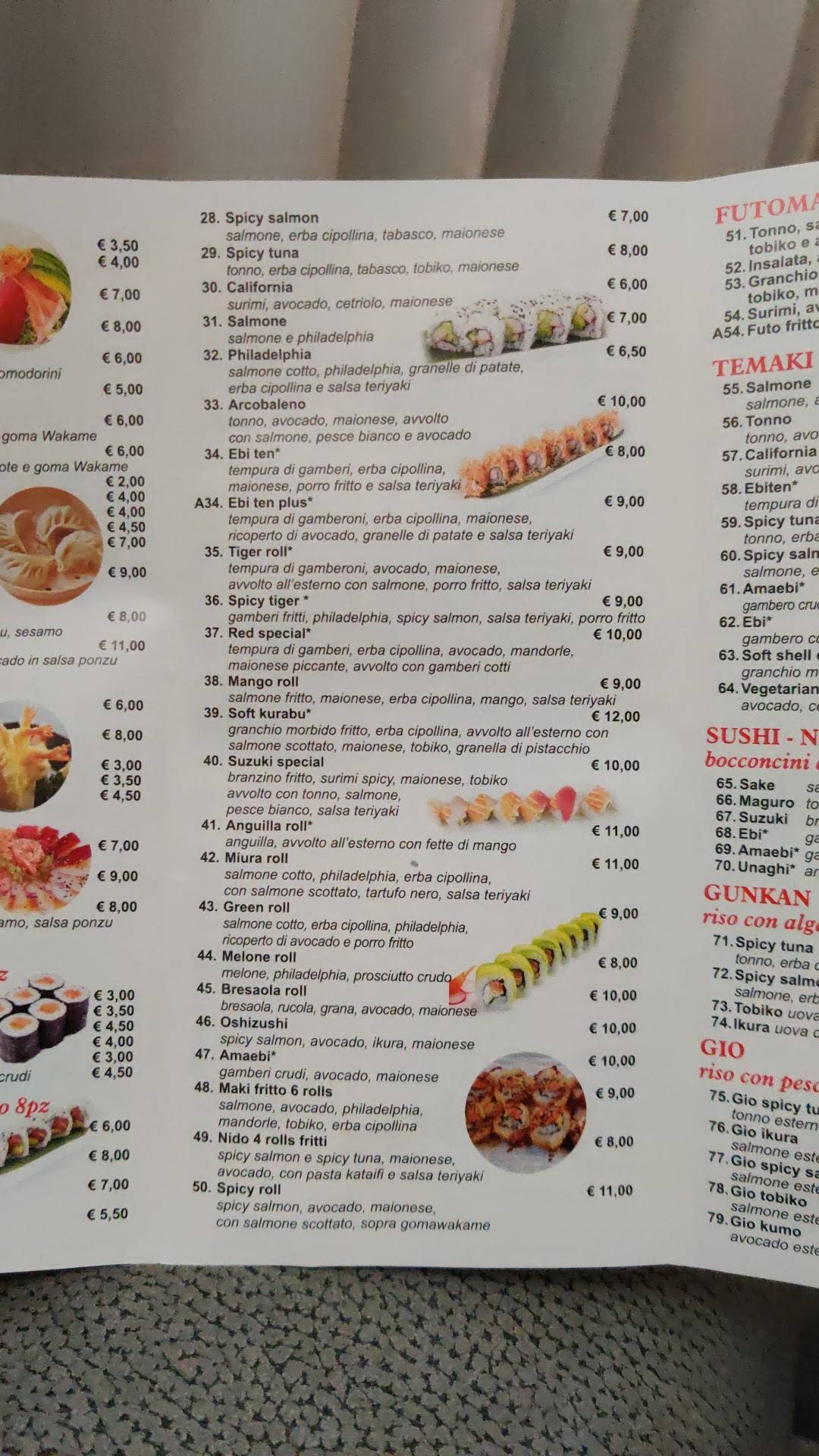 Menu da Tomodachi Sushi Bar, Milano