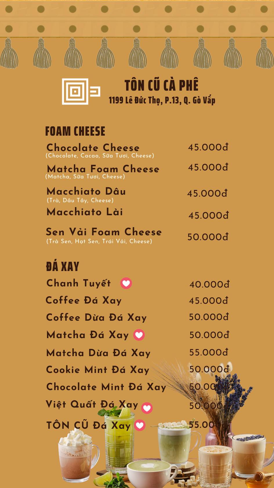 Menu at Tôn Cũ Cà Phê cafe, Ho Chi Minh City