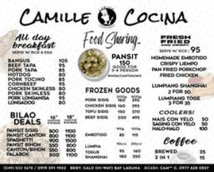 Menu at Ton-ton's Sisig Bay Laguna restaurant, Bay