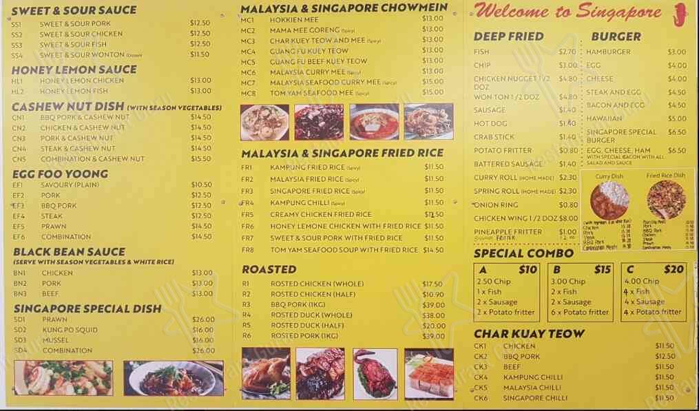Menu at Top Notch Chinese Takeaways fast food, Auckland