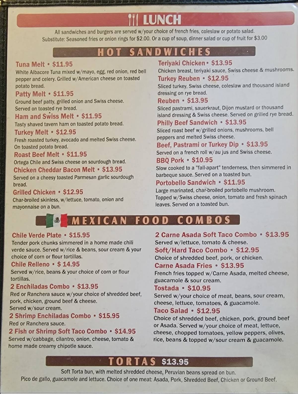 Menu at Top Town Cafe, Crestline