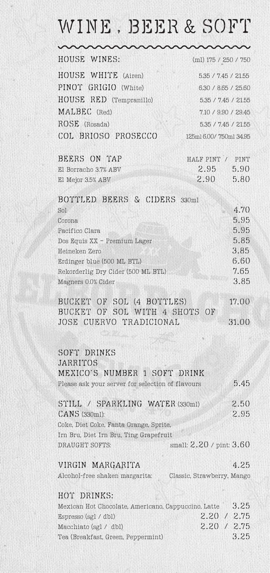 Menu at Topolabamba West End restaurant, Glasgow