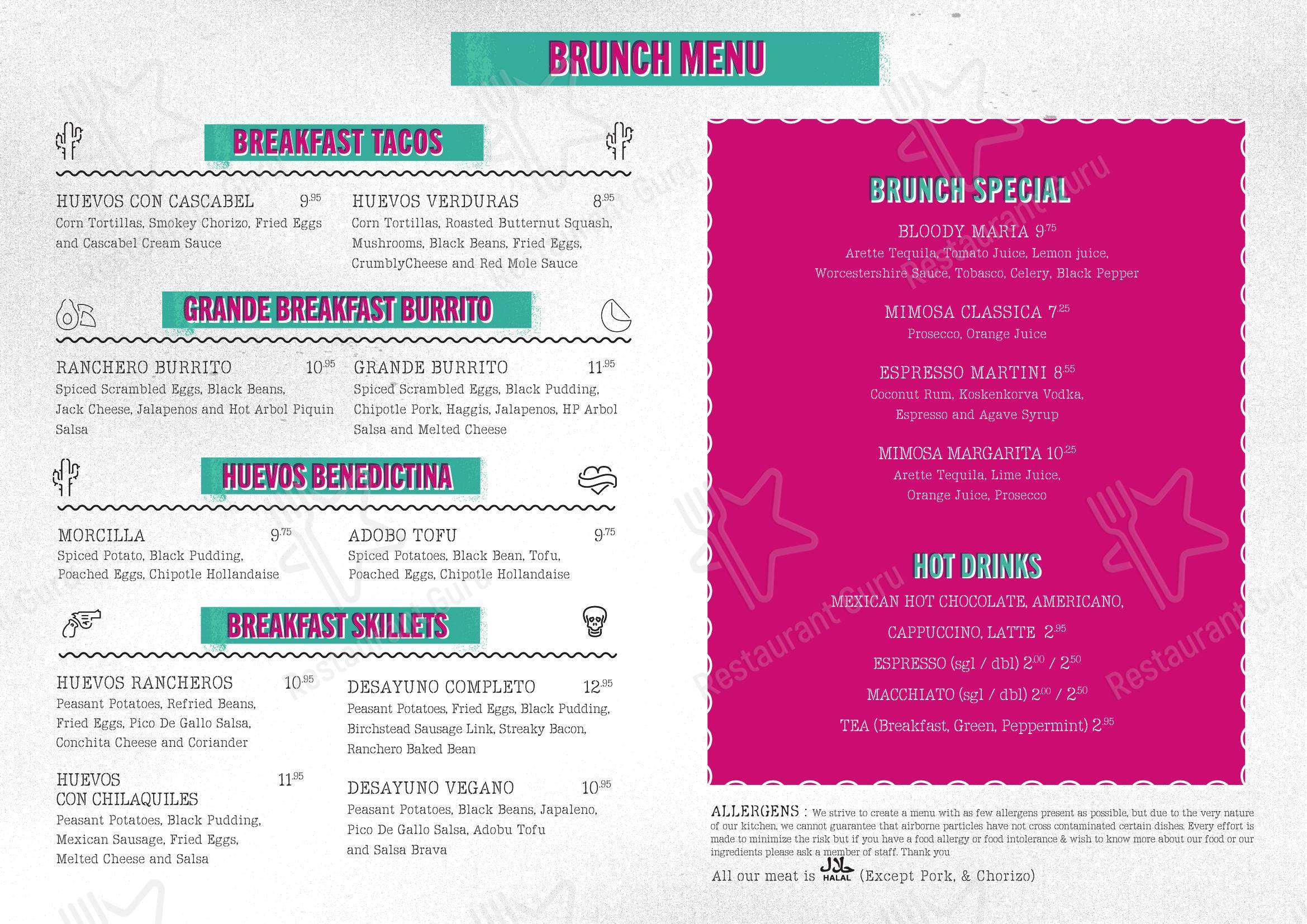 Menu at Topolabamba West End restaurant, Glasgow