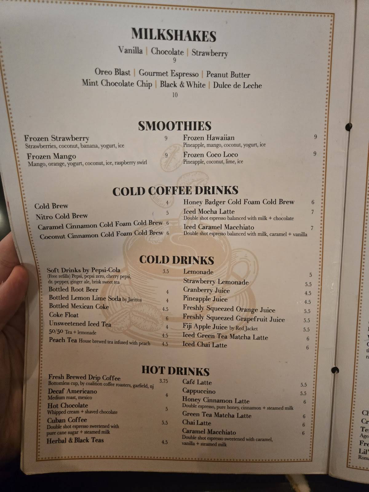 Menu at Tops Diner desserts, East Newark