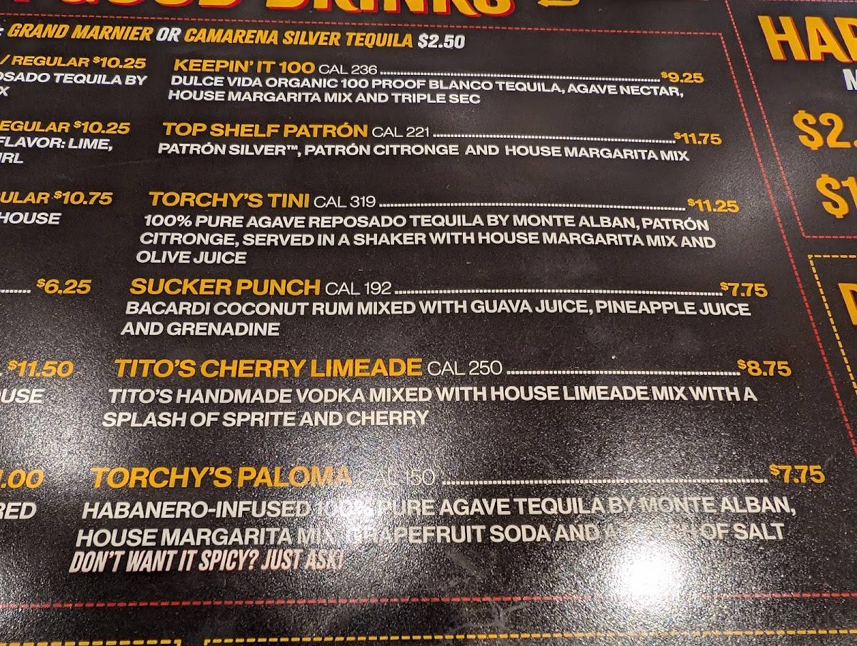 Menu at Torchy's Tacos restaurant, Richardson
