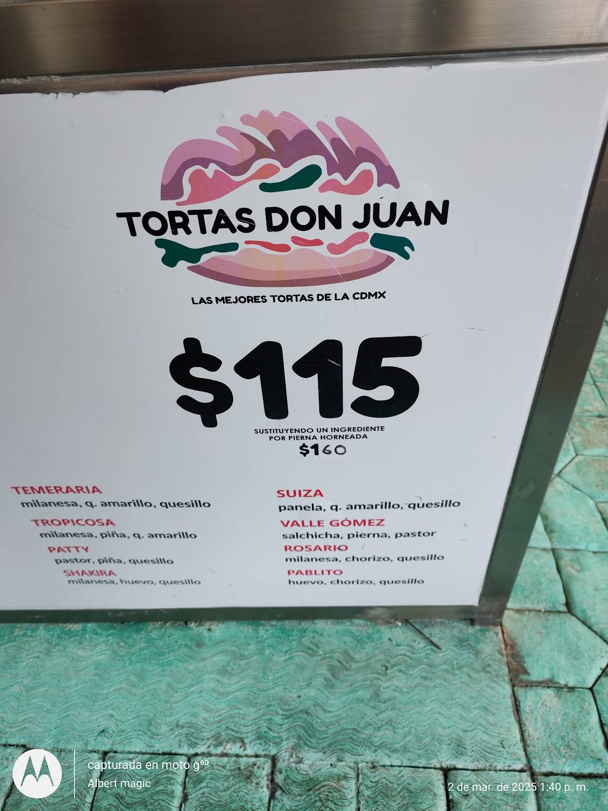 Carta del restaurante Tortas Don Juan, Ciudad del México, C. San Andrés ...