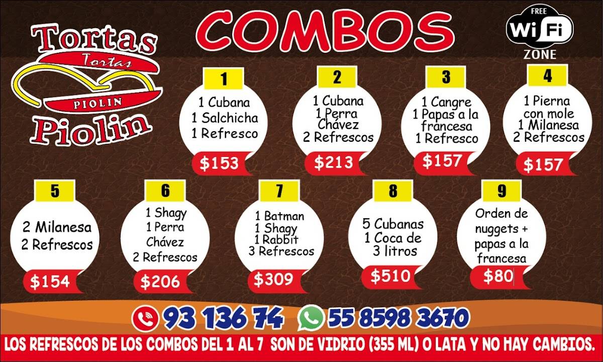 Carta del restaurante Tortas Piolin, Texcoco del Mora, Calle Moctezuma ...
