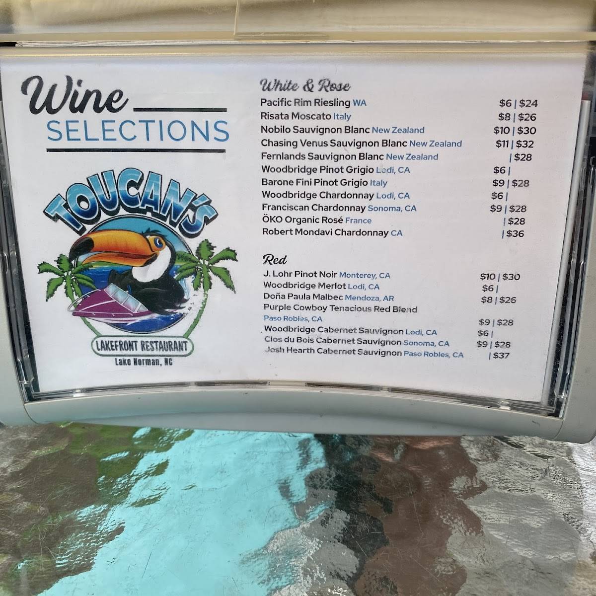 Menu at Toucan's Lakefront pub & bar, Mooresville