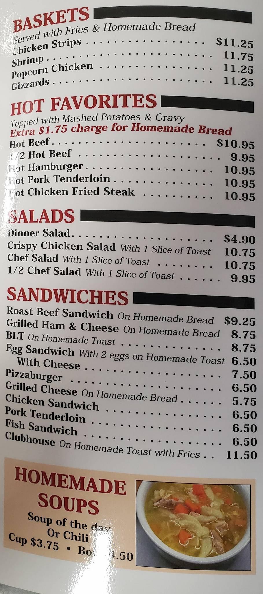 Menu at Townhouse Cafe, South Sioux City, 103 E 18th St