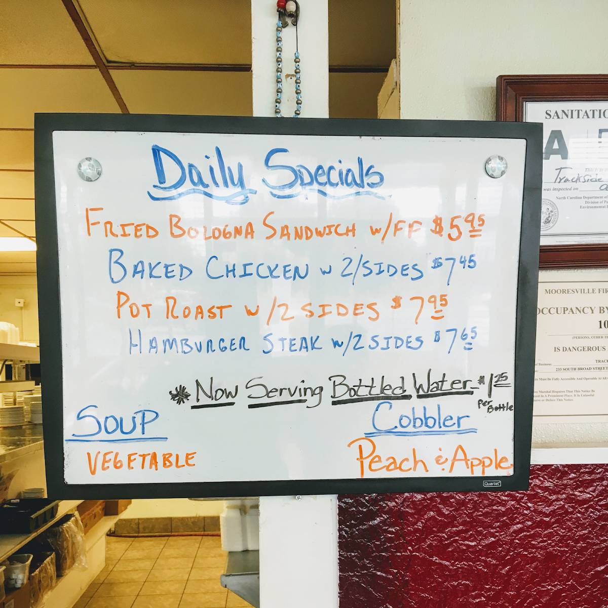 Menu at Trackside Restaurant, Mooresville