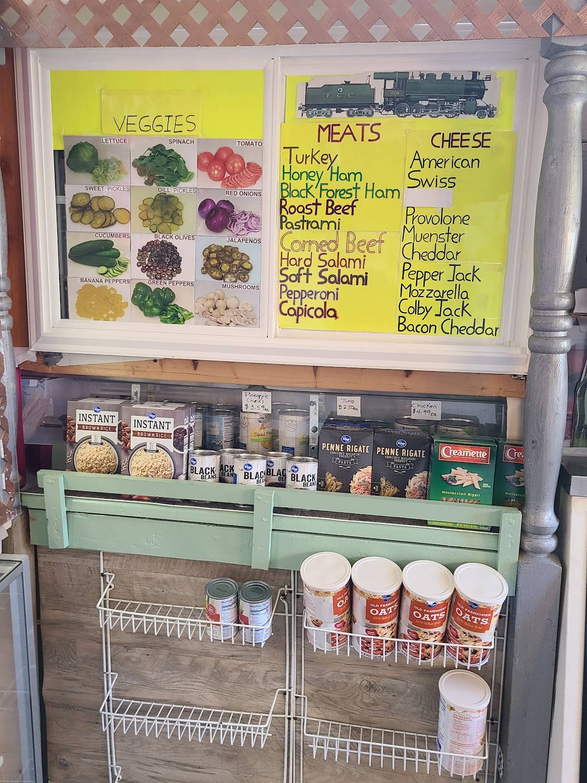 Menu at Trainstop deli restaurant, Anderson