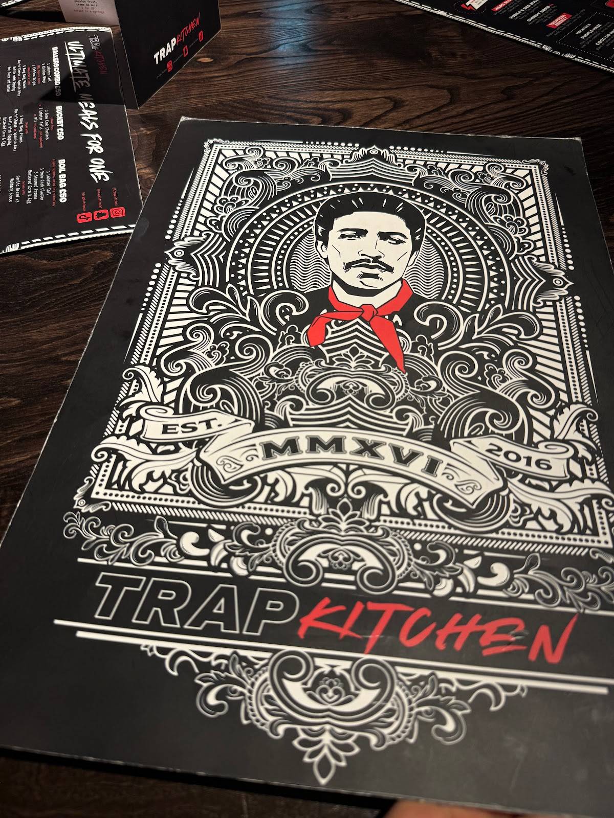 Menu at Trap Kitchen restaurant, London, 74-75 Chalk Farm Rd