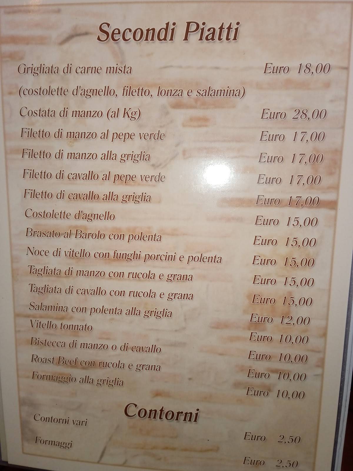 Menu da Trattoria Alpino ristorante, Brescia