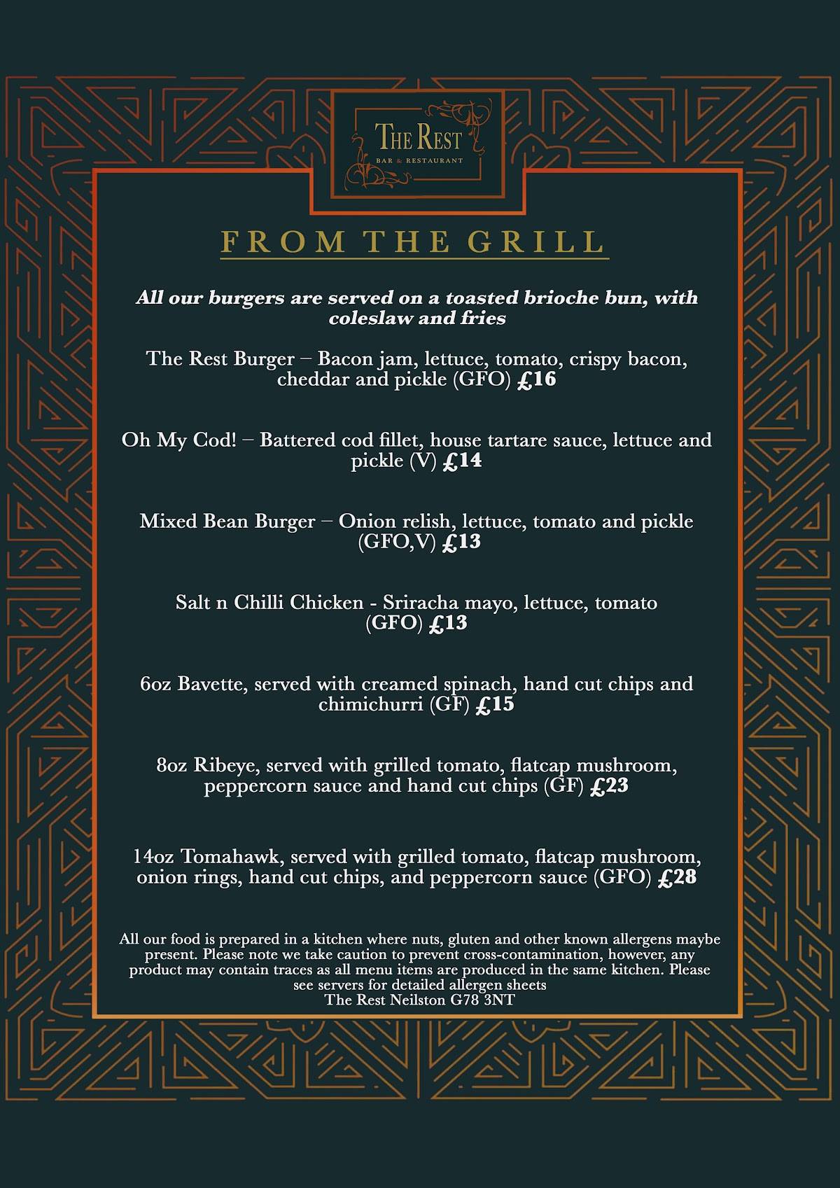 Menu at The Rest pub & bar, Glasgow