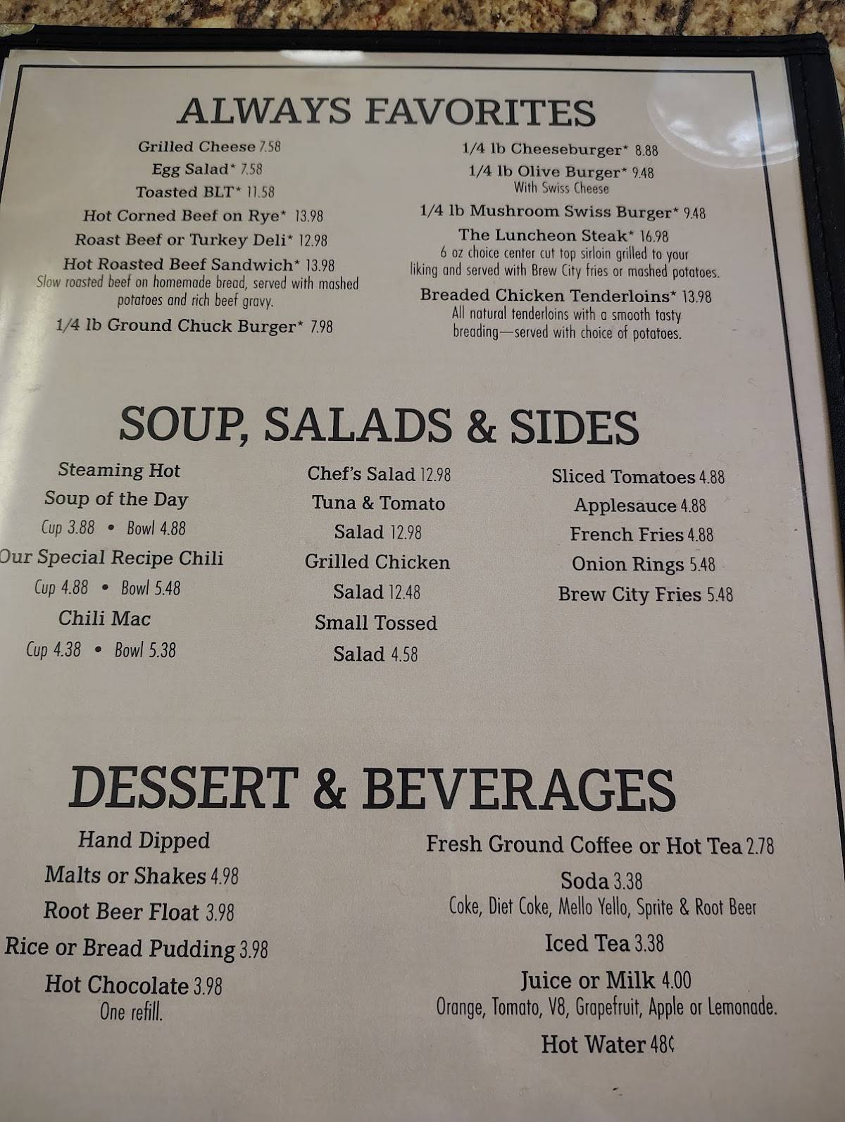 Menu at Round's Restaurant, Traverse City