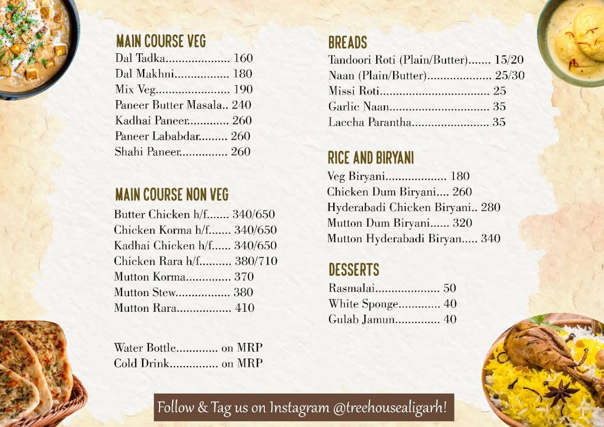 Menu at Tree House Restaurant, Aligarh
