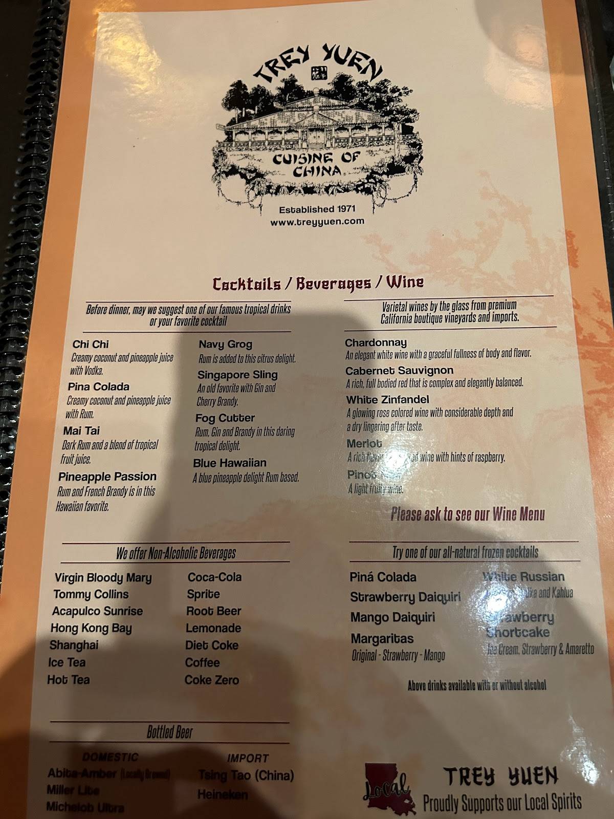 Menu at Trey Yuen restaurant, Mandeville, 600 N Causeway Blvd