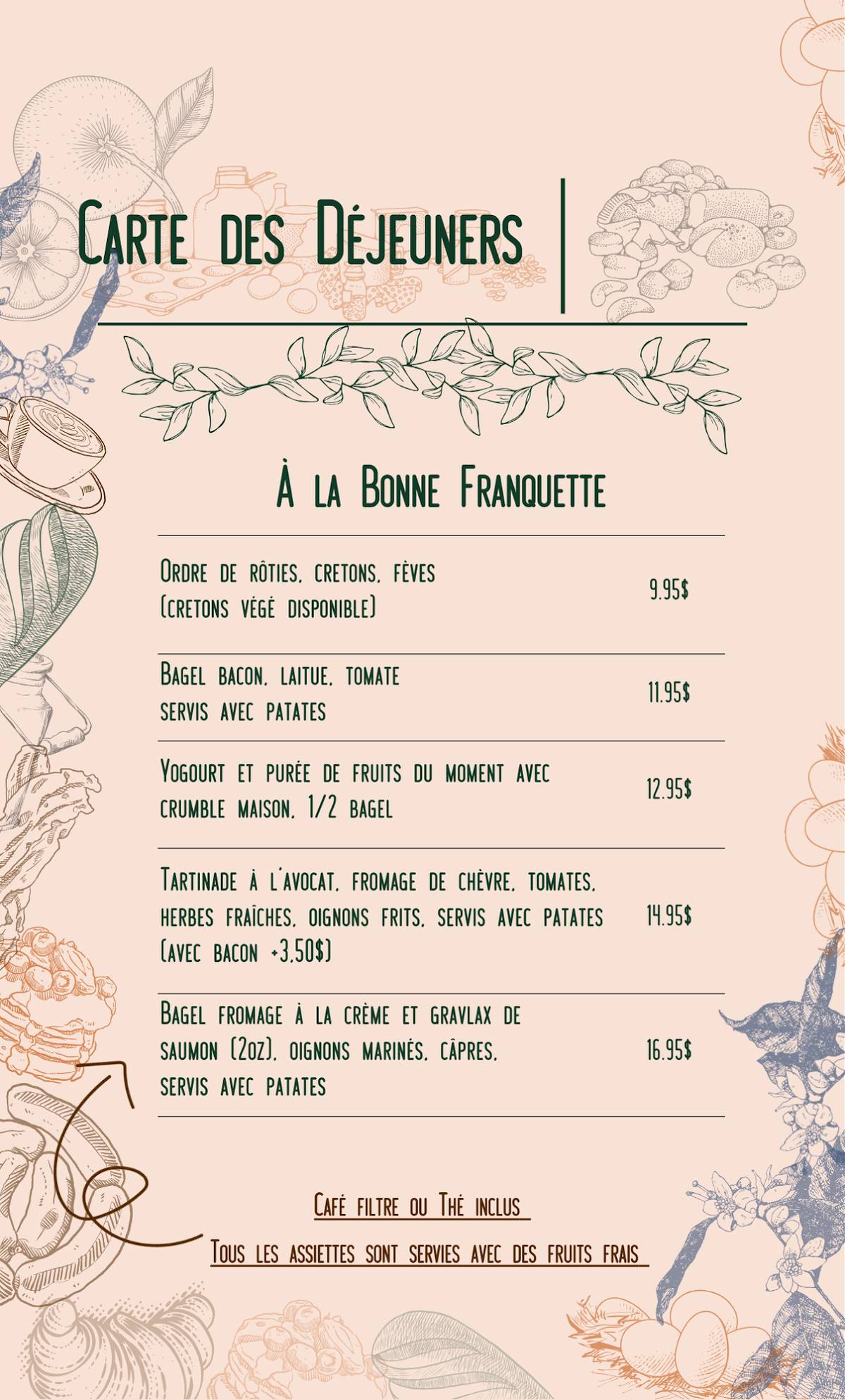Menu au Le Butin Festif restaurant, Trois-Rivières