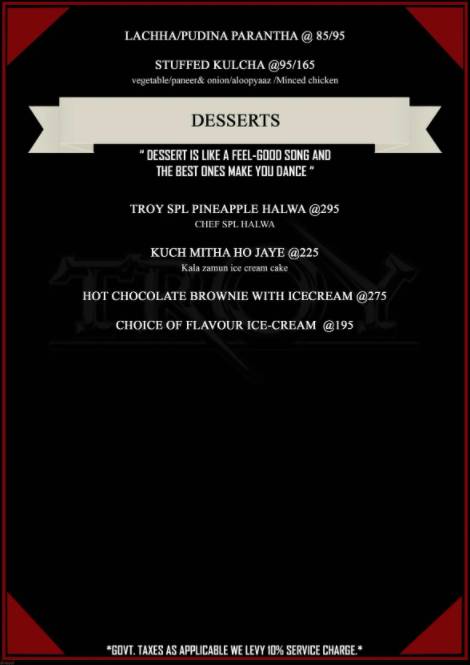 Menu at Troy Lounge & Bar, Delhi