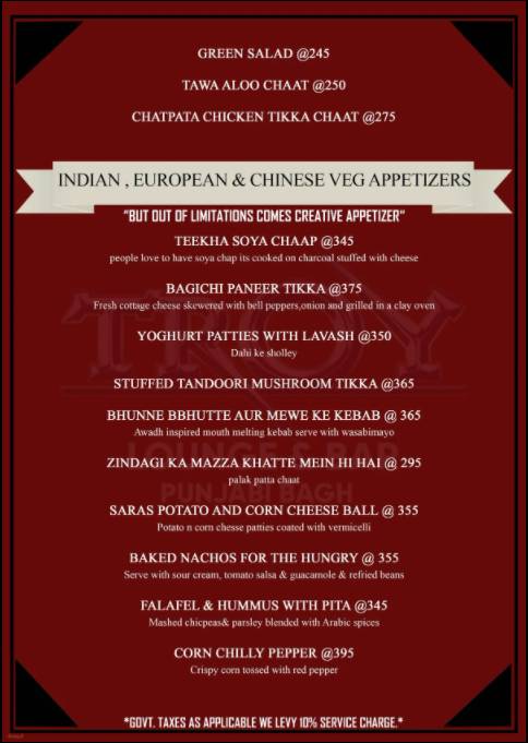 Menu at Troy Lounge & Bar, Delhi