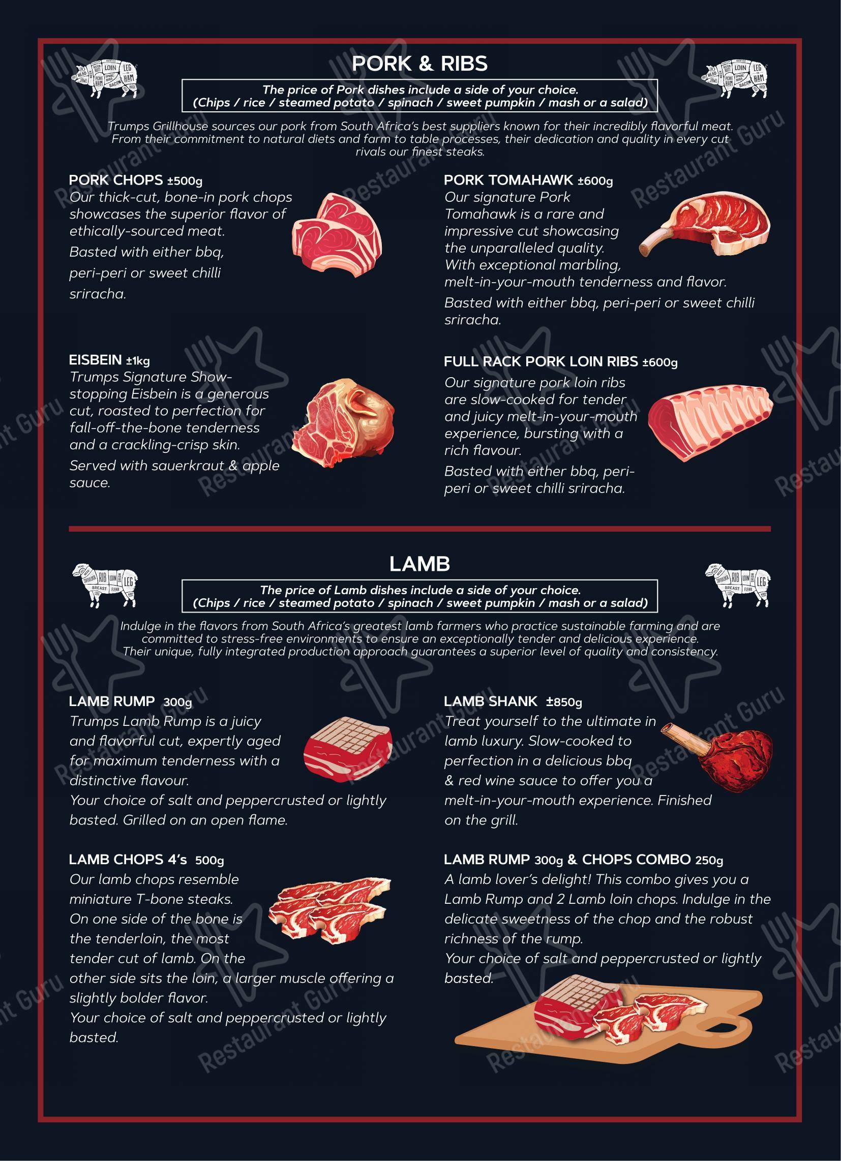 Menu at Trumps Grillhouse and Butchery pub & bar, Sandton