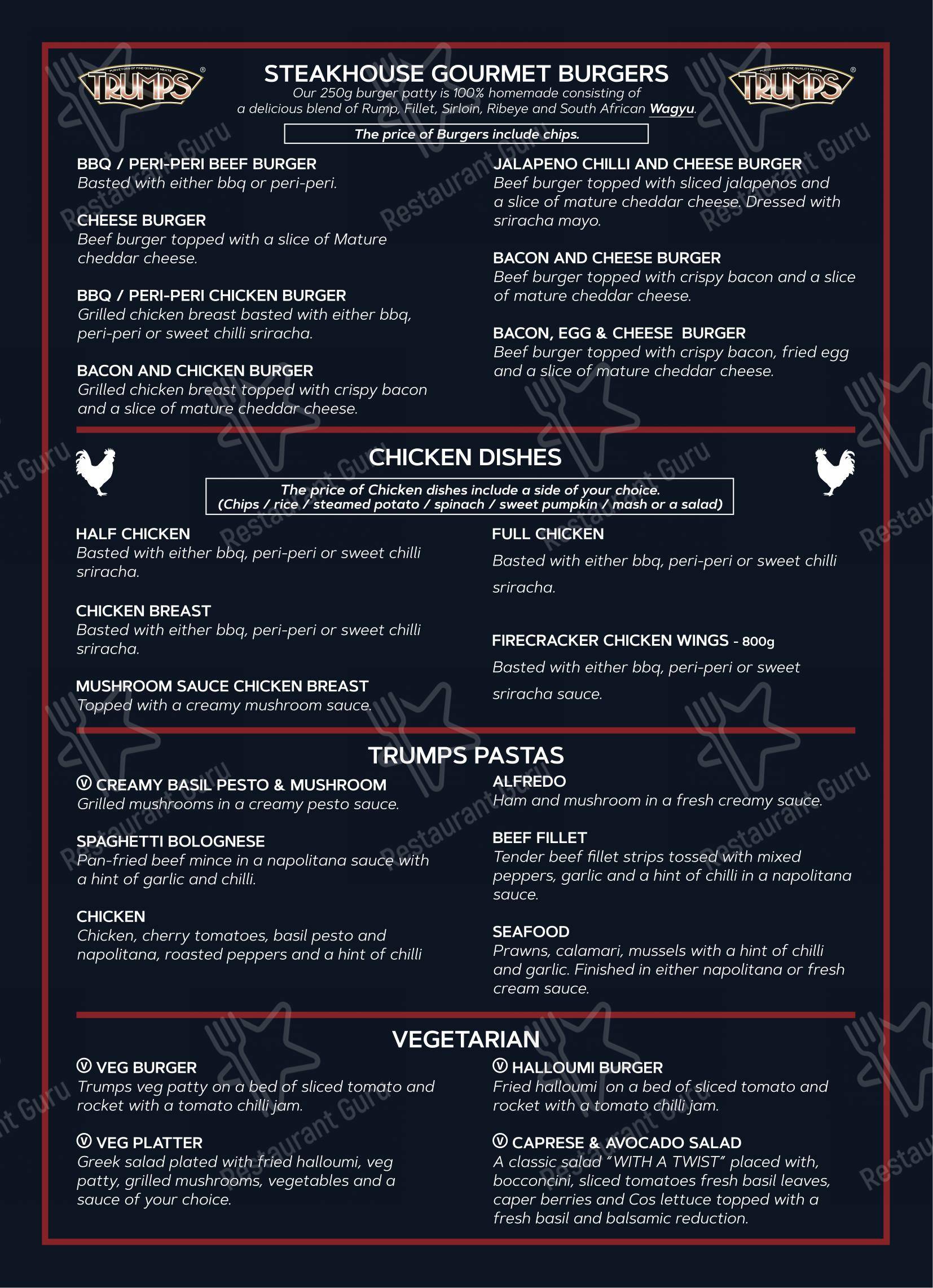 Menu at Trumps Grillhouse and Butchery pub & bar, Sandton