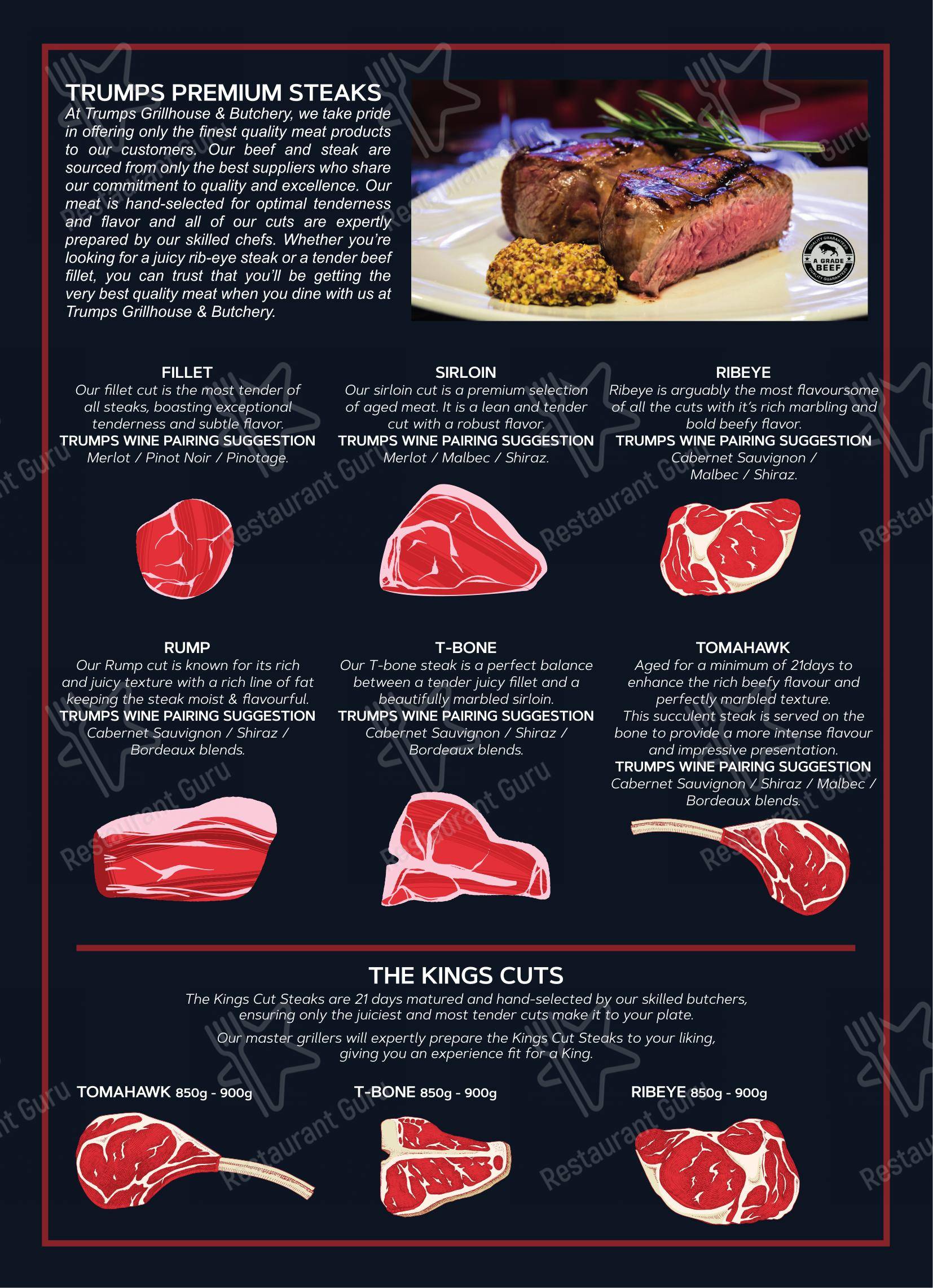 Menu at Trumps Grillhouse and Butchery pub & bar, Sandton