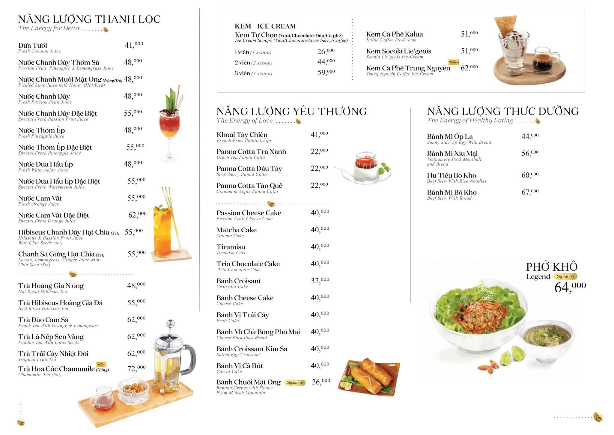 Menu at Trung Nguyên Legend cafeteria, Can Tho, 1/3D (259 Đ. 30 Tháng 4
