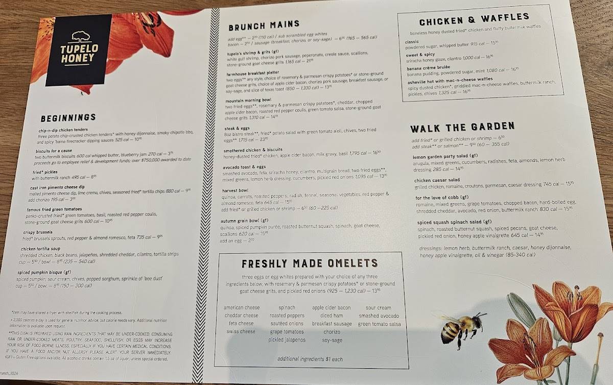 Menu at Tupelo Honey Southern Kitchen & Bar, Upper Arlington