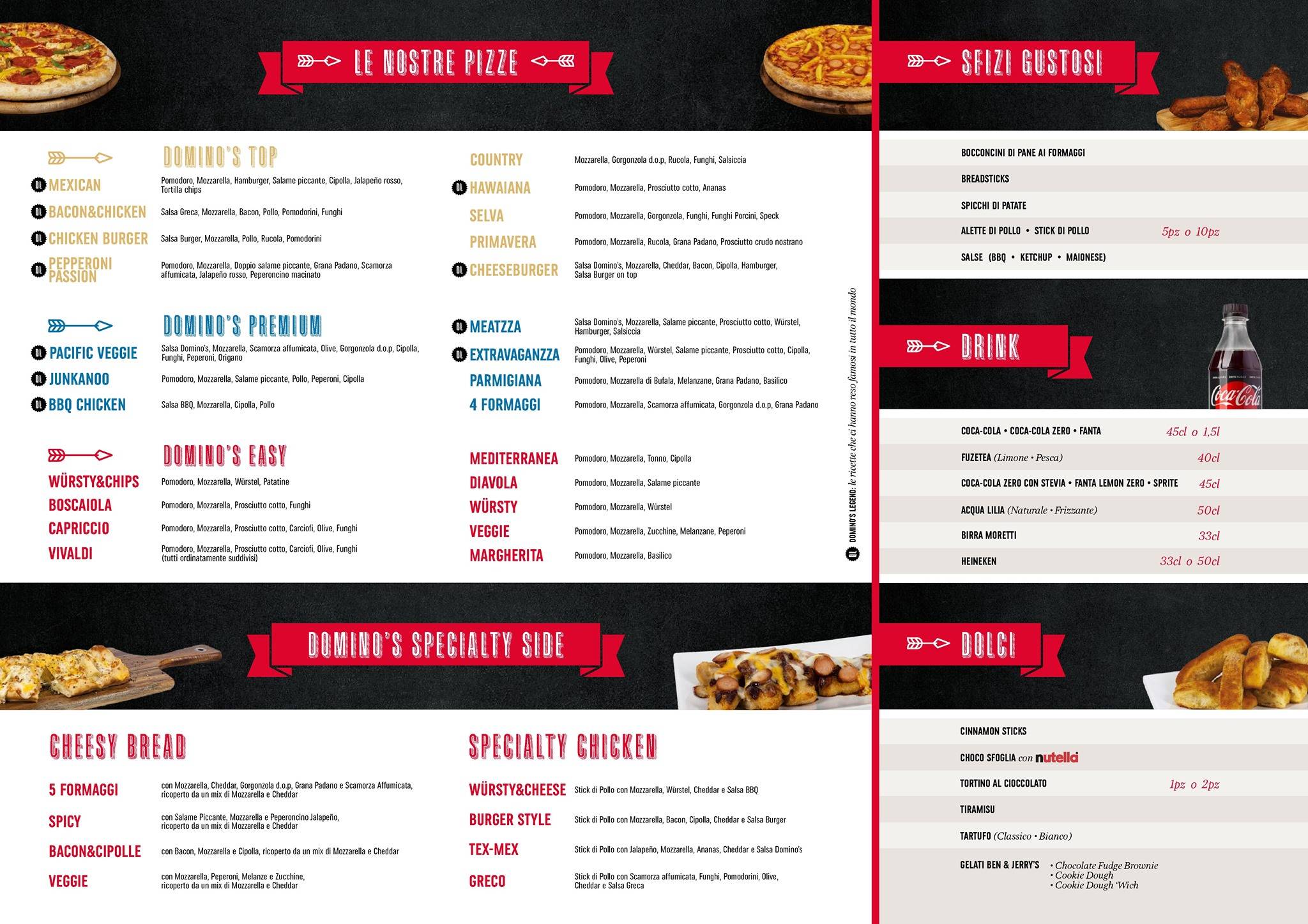 Speisekarte von Domino's Pizza, Turin, Via Ermanno Fenoglietti