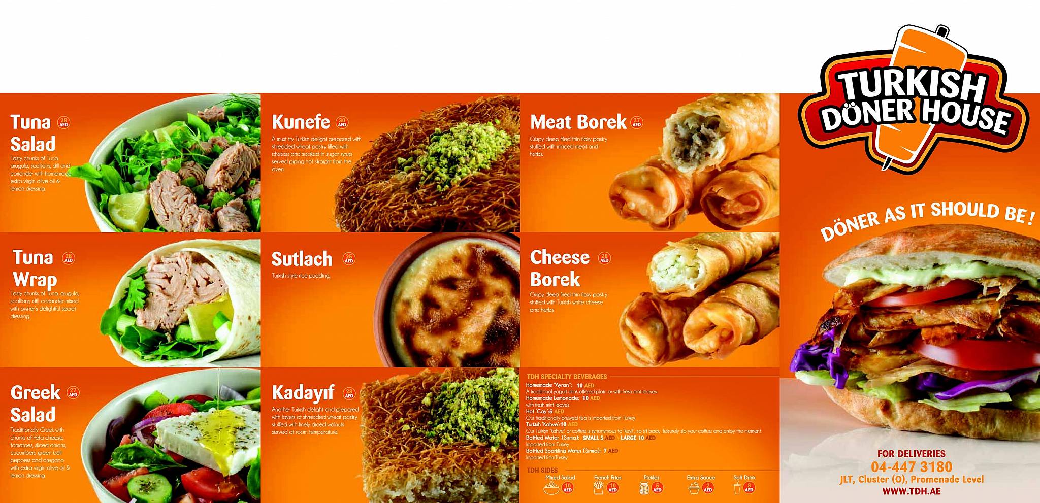 Menu at Turkish Doner House restaurant, Dubai, 34FV+GHC