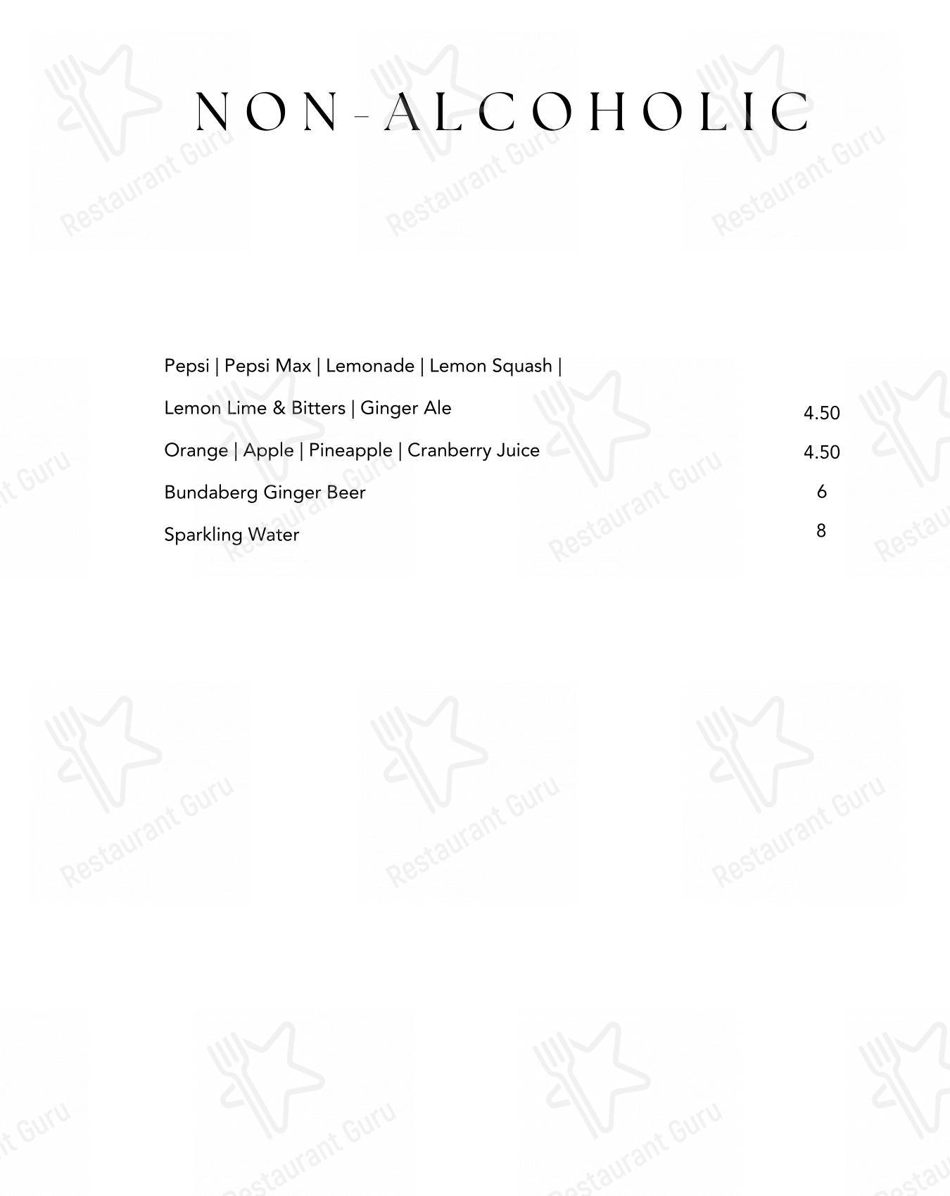 Menu at Tuscan Terrace restaurant, Mount Cotton