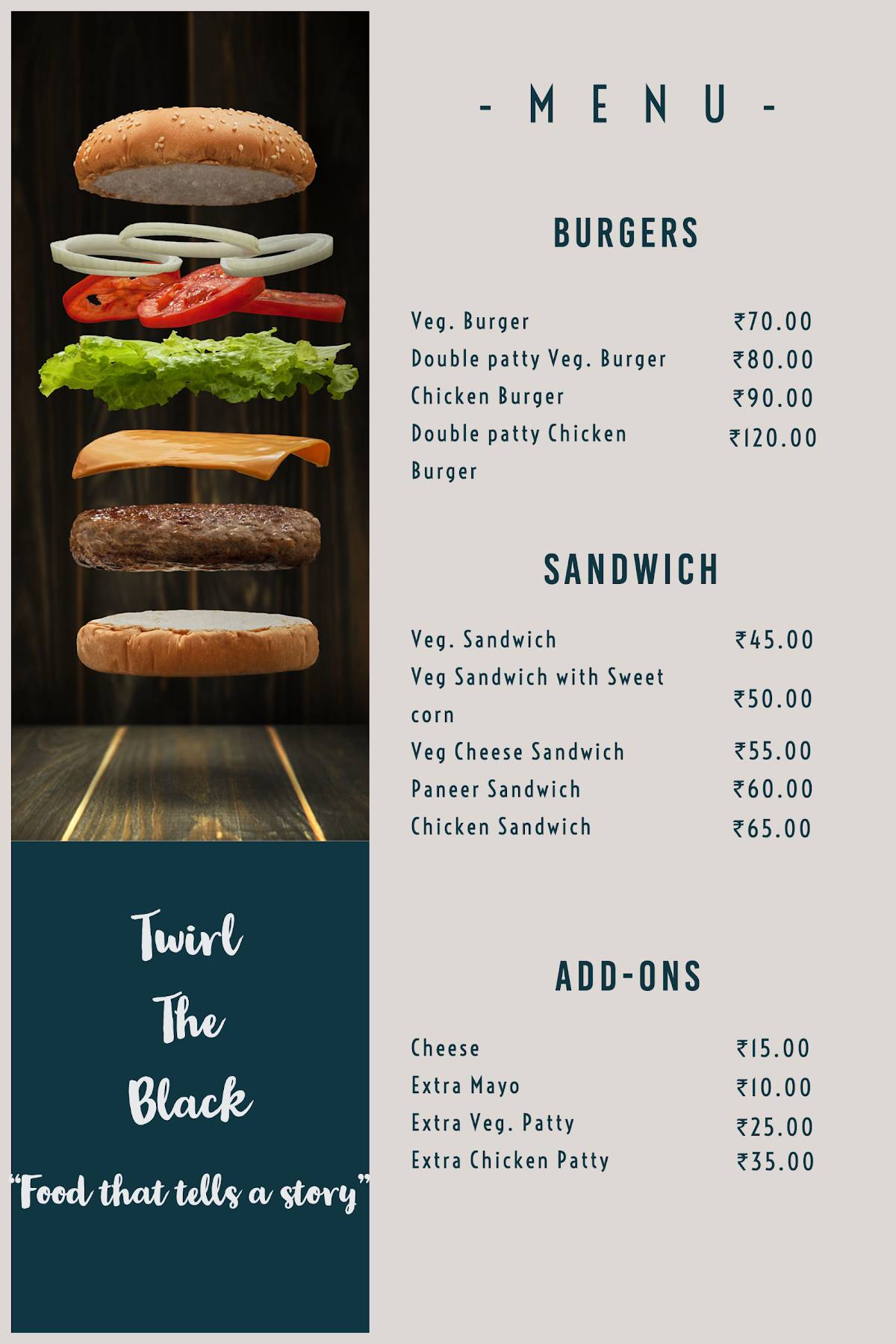 Menu at Twirl The Black, Chennai