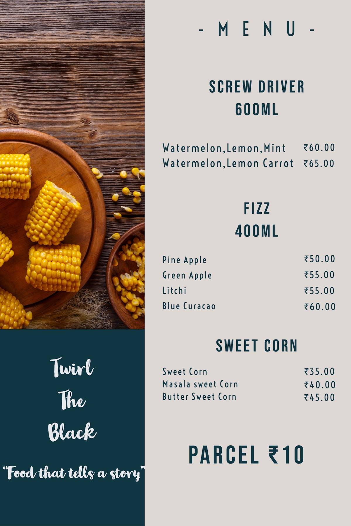 Menu at Twirl The Black, Chennai