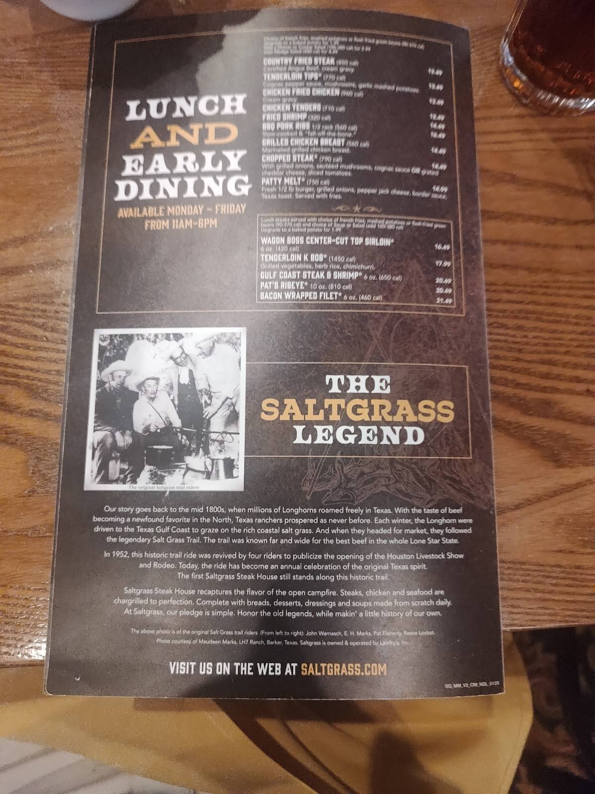 Menu at Saltgrass Steak House steakhouse, Tyler