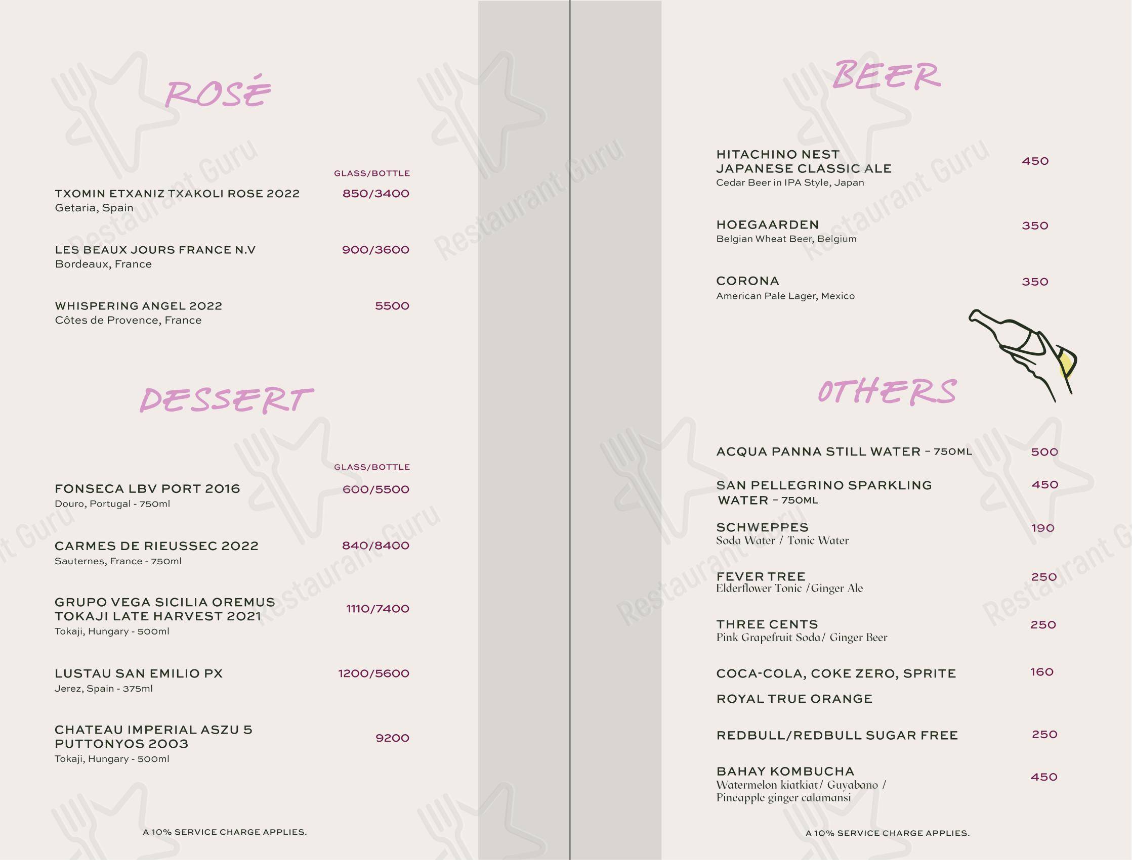 Menu at Uma Nota Manila restaurant, Taguig