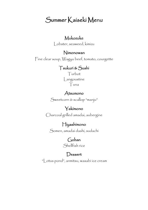 Menu at Umu Restaurant, London