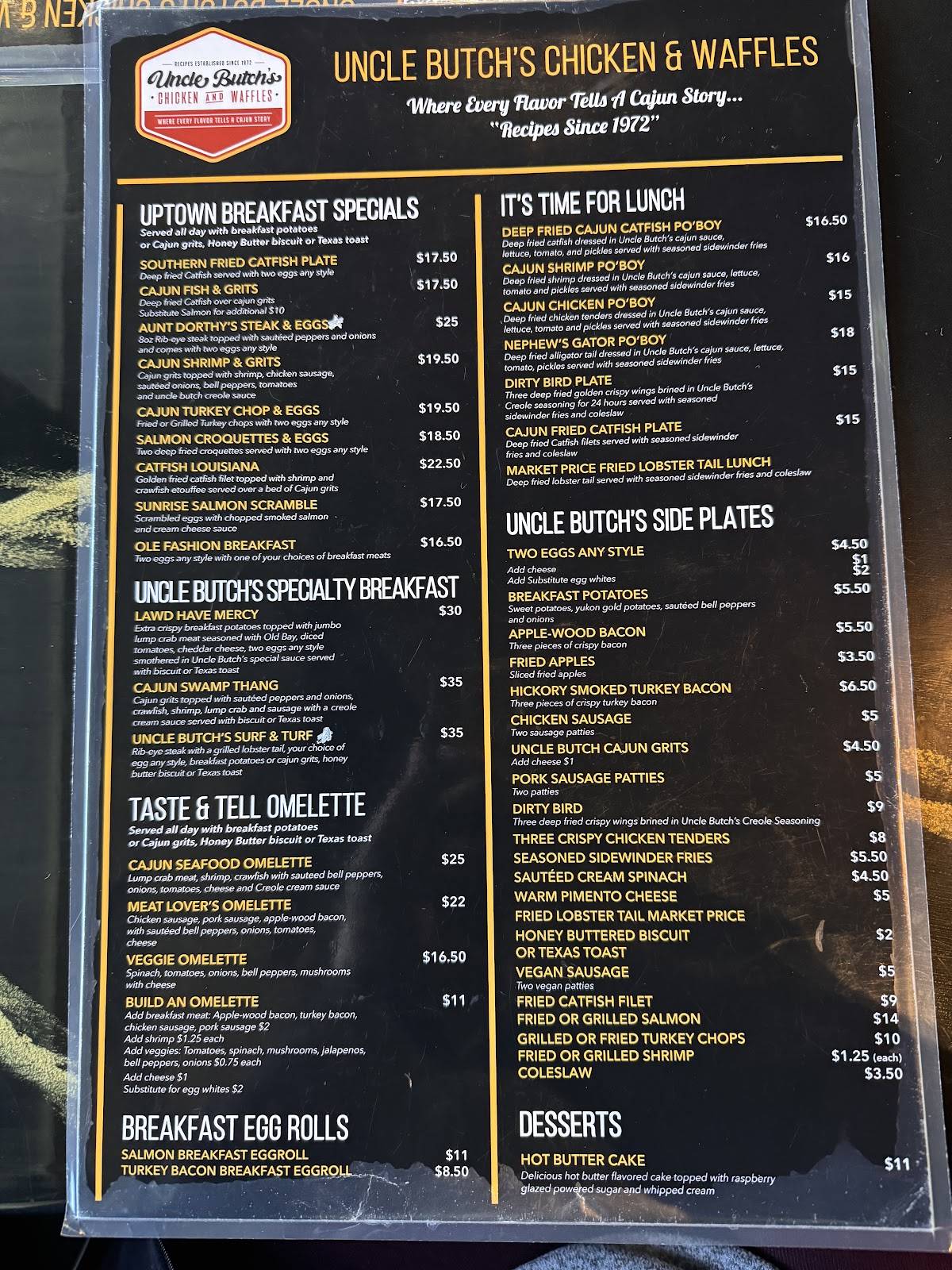 Menu at Uncle Butch's Chicken -N- Waffles restaurant, Conyers