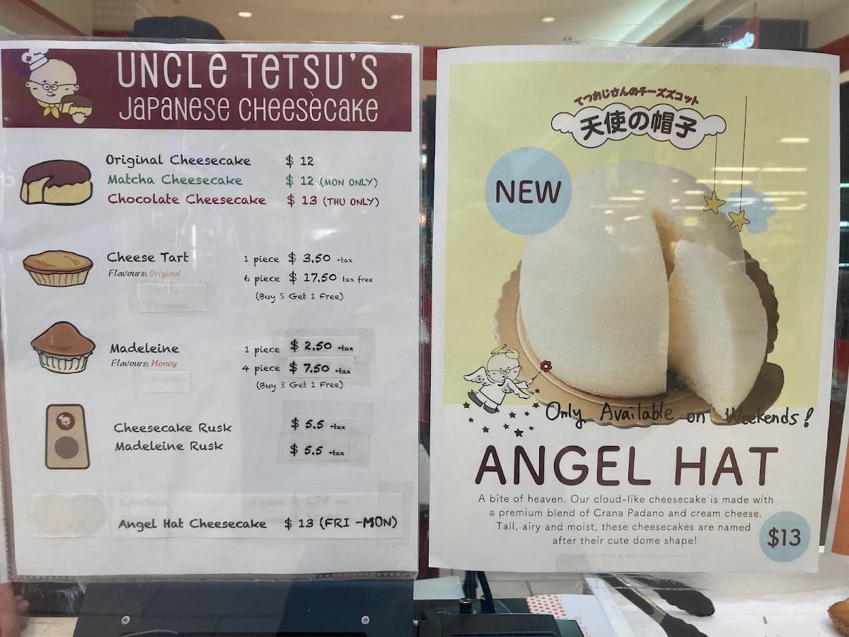 Carta de Uncle Tetsu's Japanese Cheesecake, Dufferin Mall, Toronto