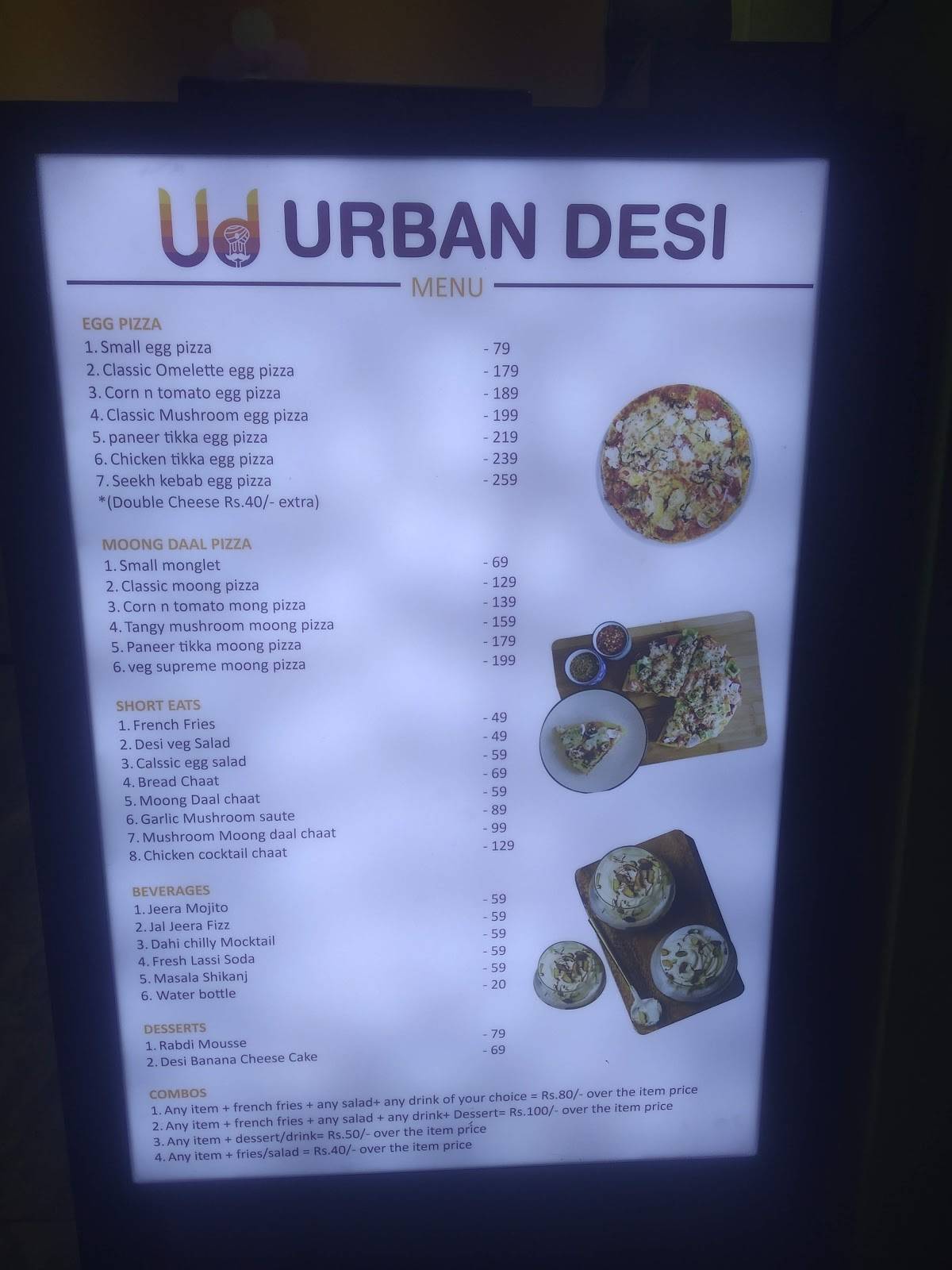 Menu at Urban Desi, Bengaluru