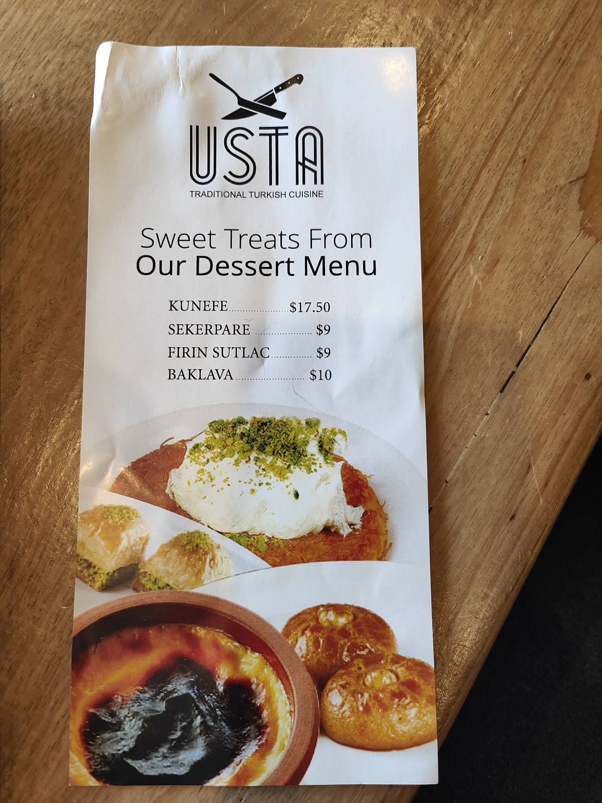 Menu at Usta Restaurant, Greenvale