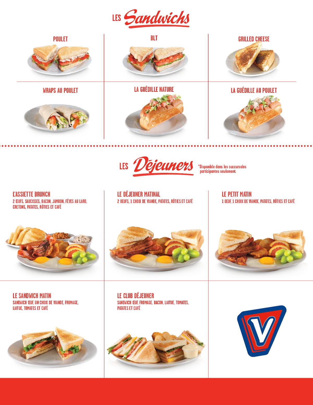 Menu au Valentine Quebec (Galeries de la Capitale) fast food, Québec