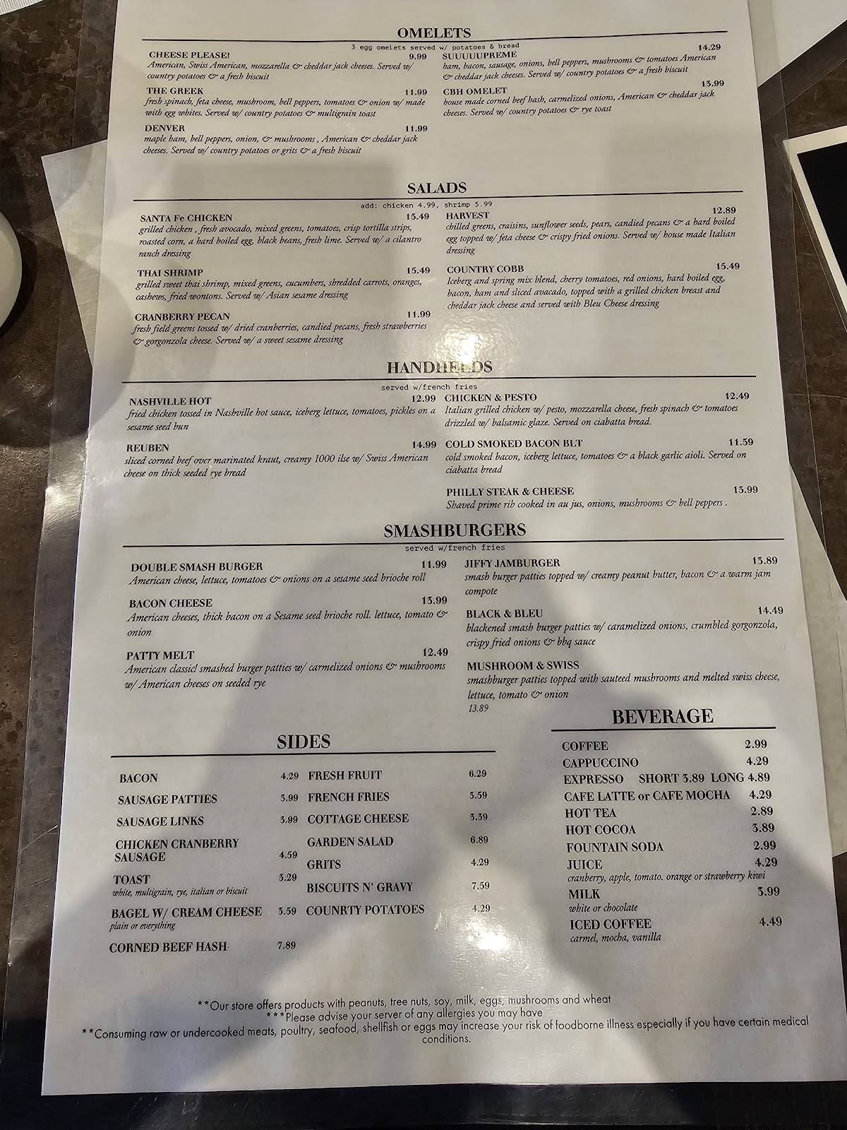 Menu at Valley Kitchen restaurant, Hermitage