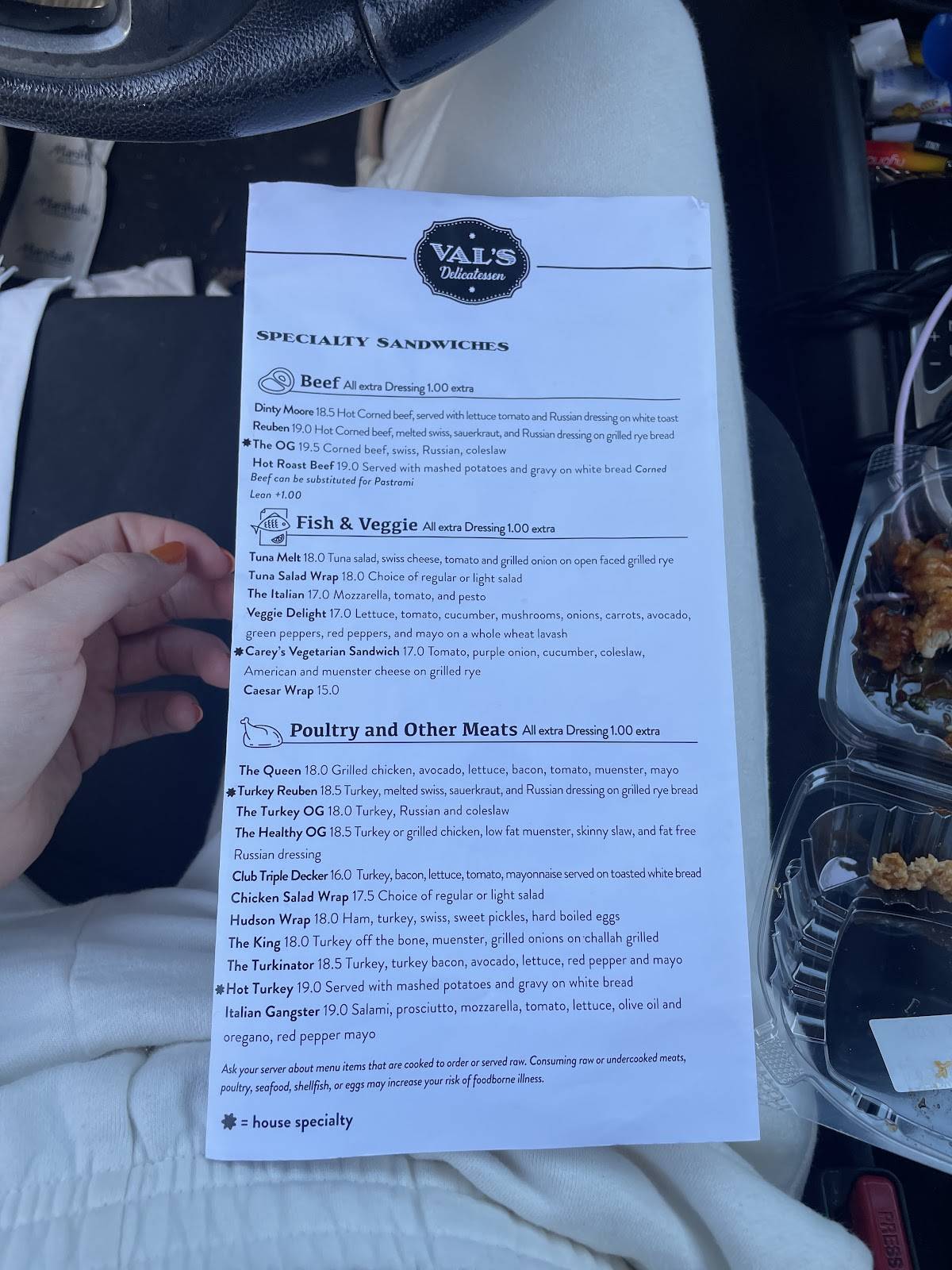 Menu at Val's Delicatessen restaurant, West Bloomfield Township