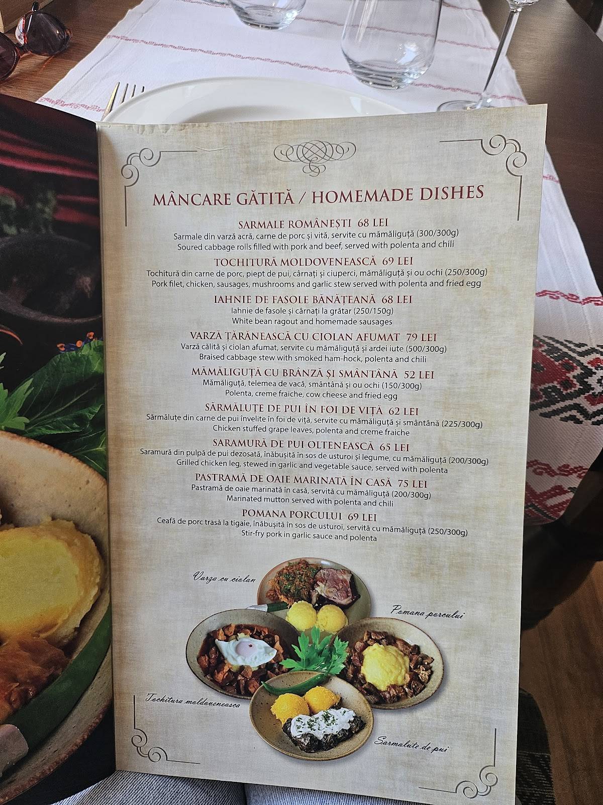 Menu at Vatra, Bucharest, Strada Ion Brezoianu 19