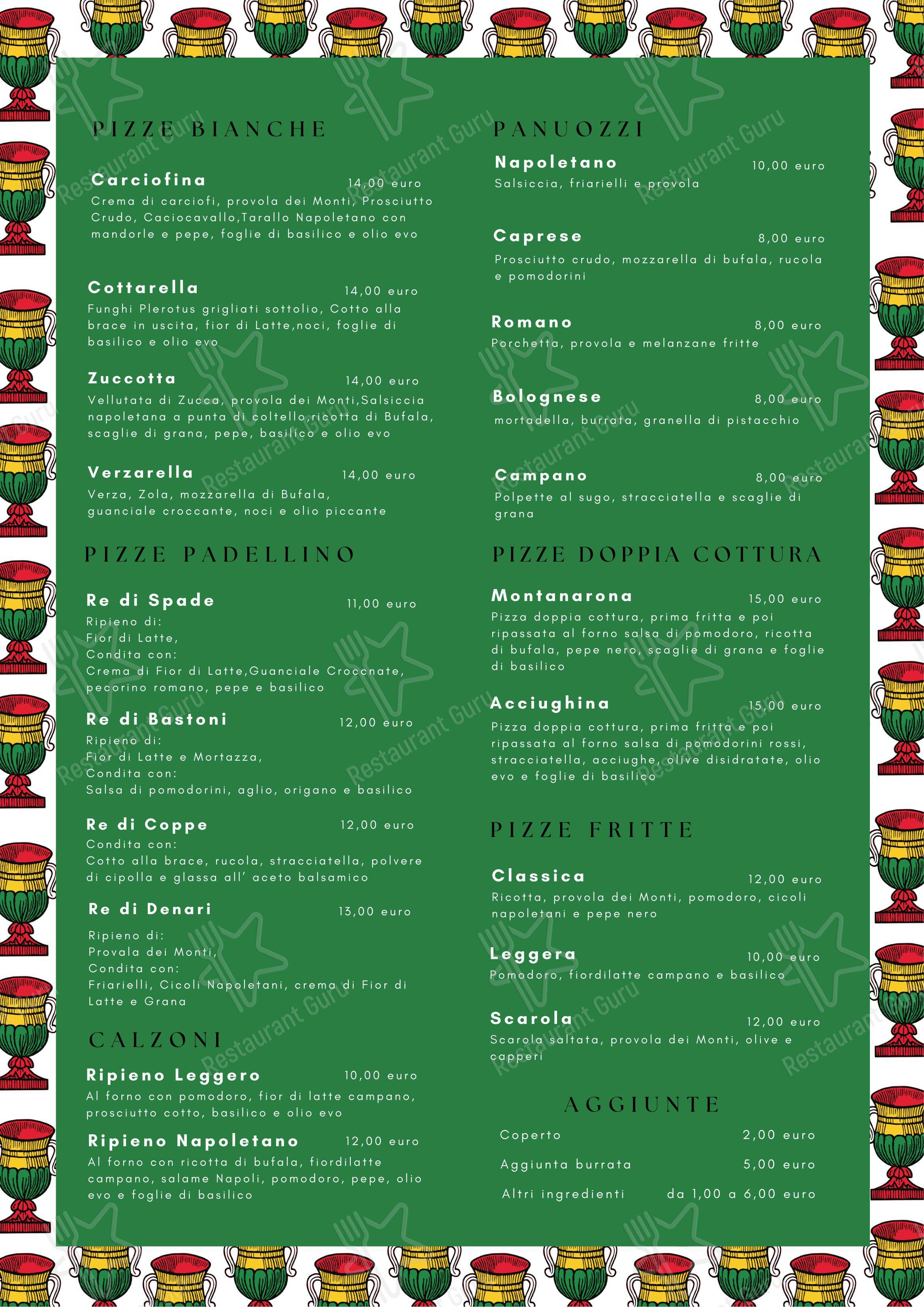 Menu da Vela Pizza & Tradizioni ristorante, Pavia