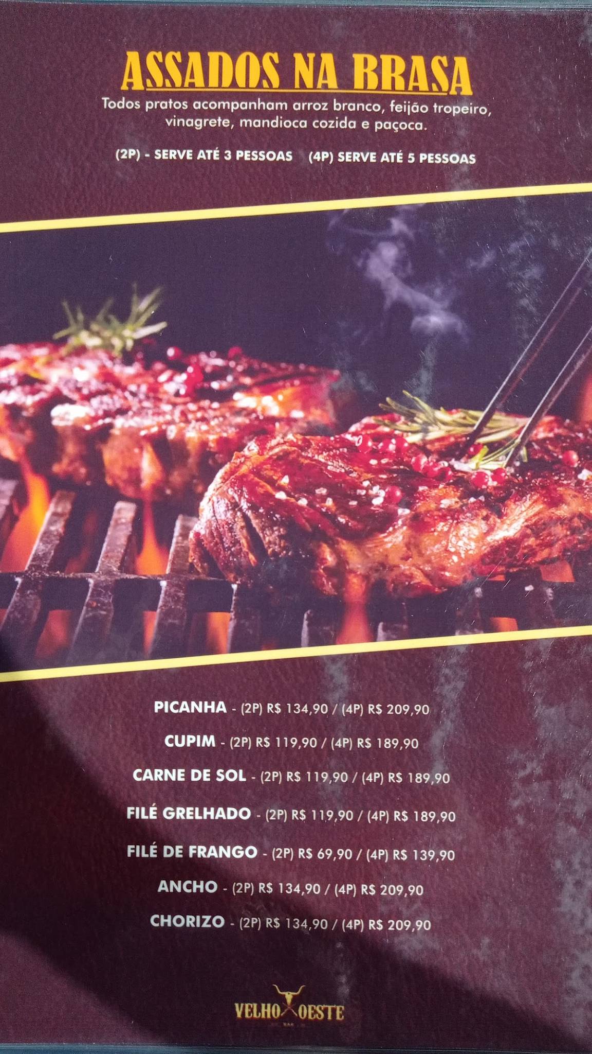 Menu em Velho Oeste Bar, Brasil