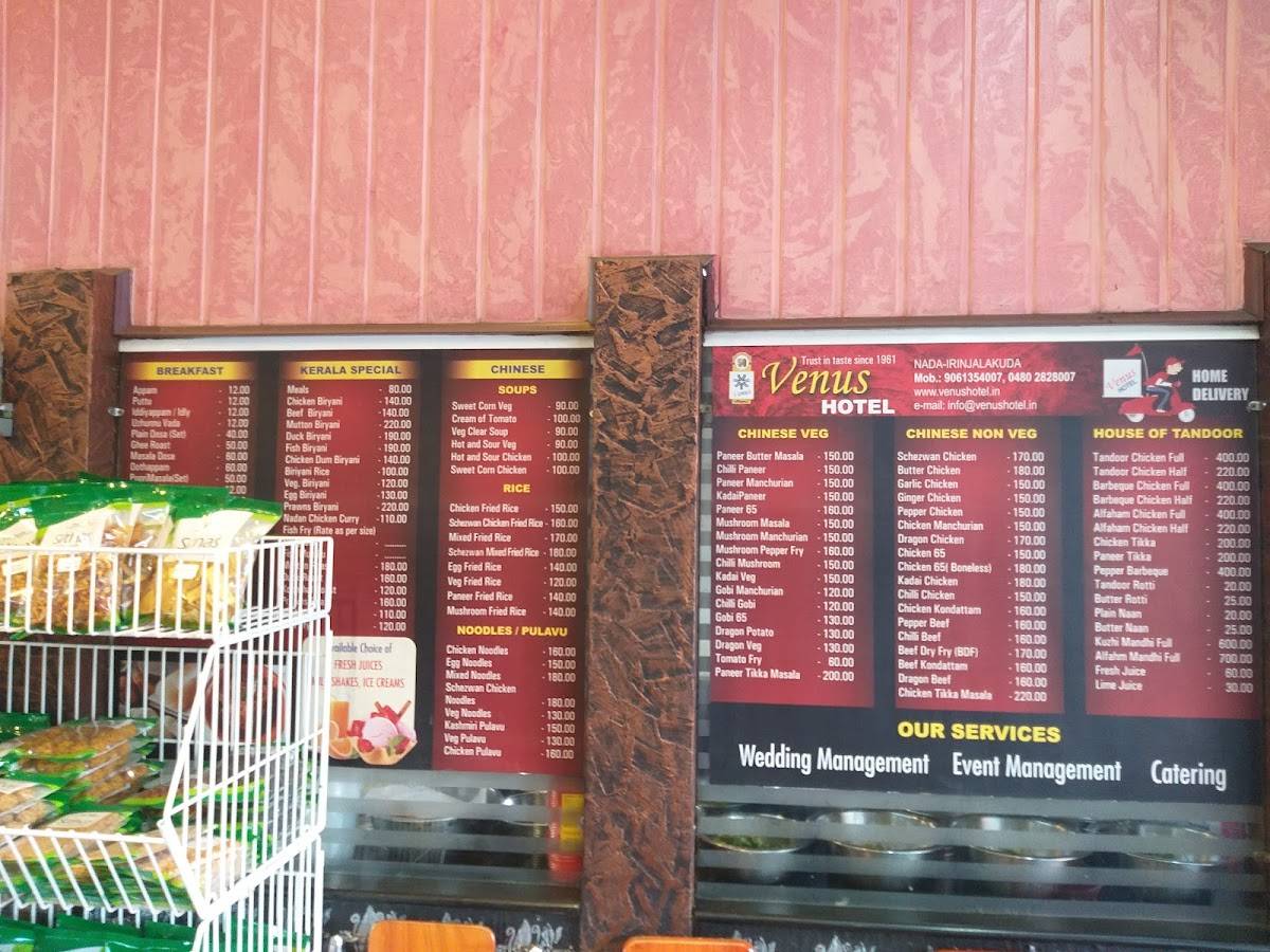 Menu at Venus Restaurant, Irinjalakuda, Thrissur, Irinjalakuda