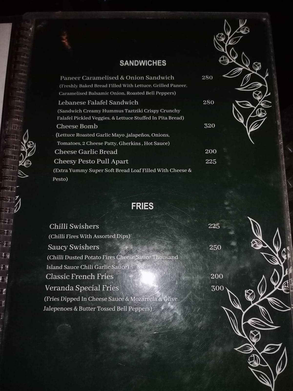 Menu at Veranda Rooftop Restro Cafe, Ahmedabad
